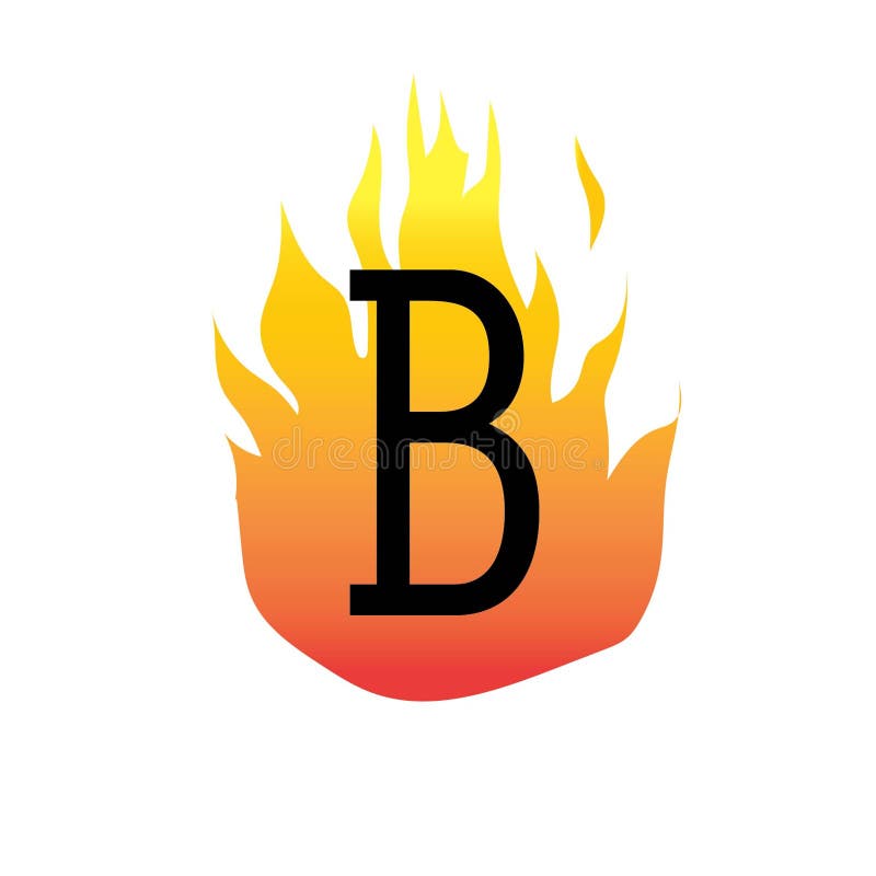 Letter B with Orange Flame Shape Illustration. Stock Illustration ...