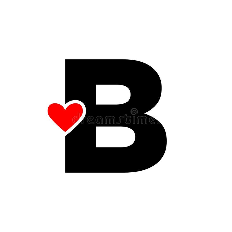 Letter B with Red Heart Monogram. B Heart Icon Stock Vector ...