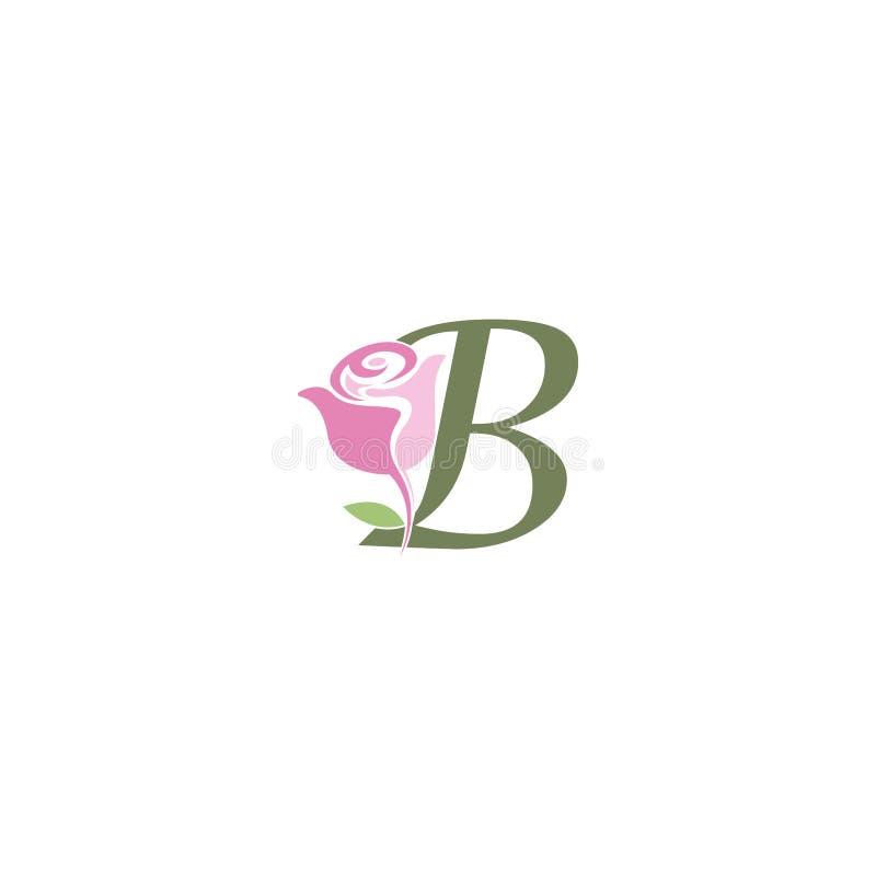 Letter B with Rose Icon Logo Vector Template Stock Vector ...