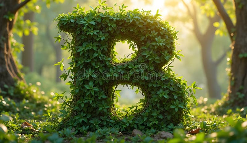 Letter B Sculpted from Dense, Thriving Greenery Creating a Lush ...