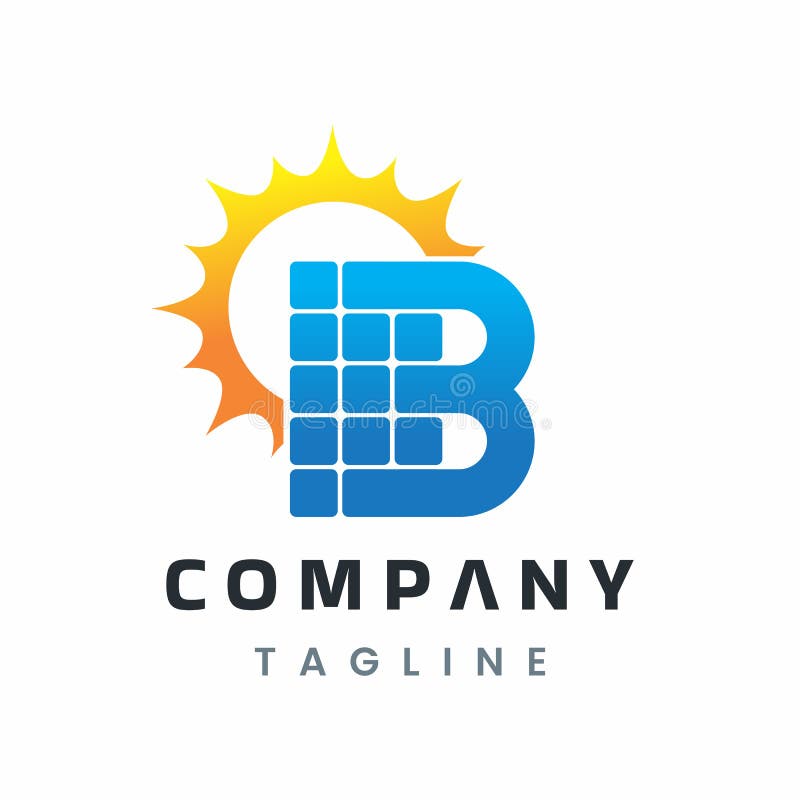 Letter B Solar Energy Logo, Solar Power Panel Design Stock Vector ...