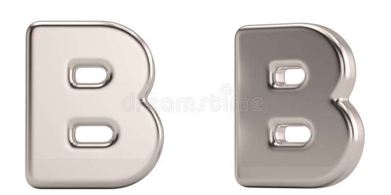 Letter B from Steel Solid Alphabet Isolated on White Background. 3D ...