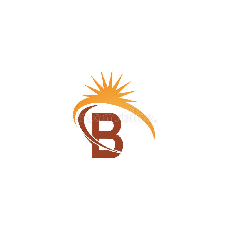Letter B with Sun Ray Icon Logo Design Template Illustration Stock ...