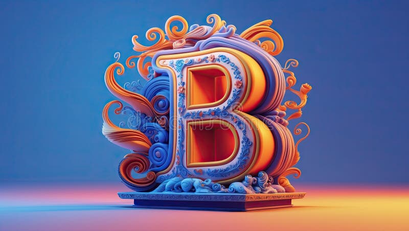 Letter B Surrounded by Ornate Decorative and Ornamental Shapes Stock ...