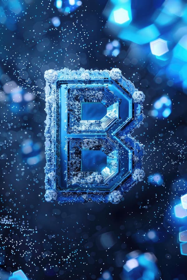 Letter B Surrounded by Snow and Ice Cubes. Suitable for Winter-themed ...