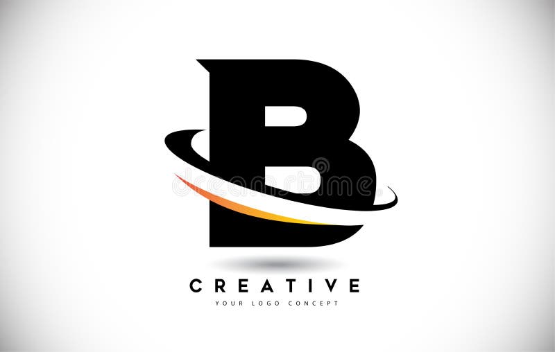 Letter B Swoosh Logo with Creative Curved Swoosh Icon Vector Stock ...