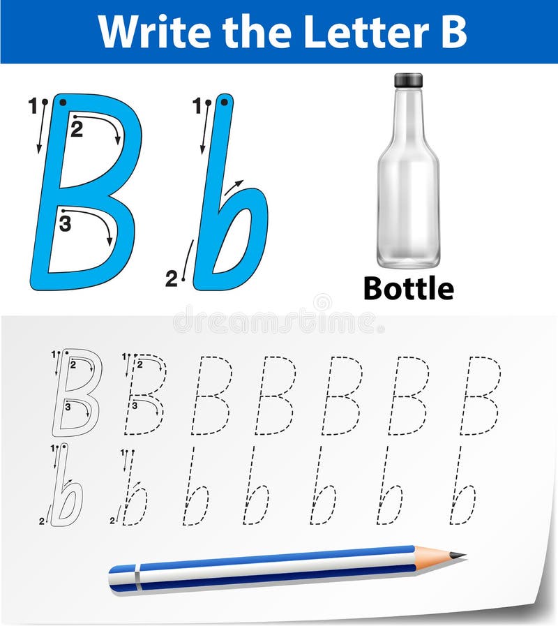 Letter B Tracing Alphabet Worksheets Stock Vector - Illustration of ...