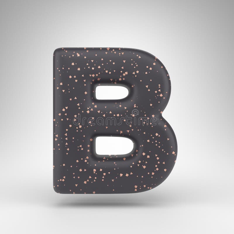 Letter B Uppercase on White Background. Black Matte 3D Letter with ...