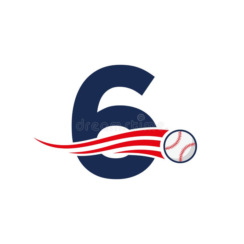 Letter 6 Baseball Logo Concept with Moving Baseball Icon Template Stock ...