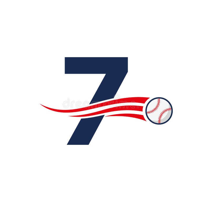 Letter 7 Baseball Logo Concept with Moving Baseball Icon Vector ...