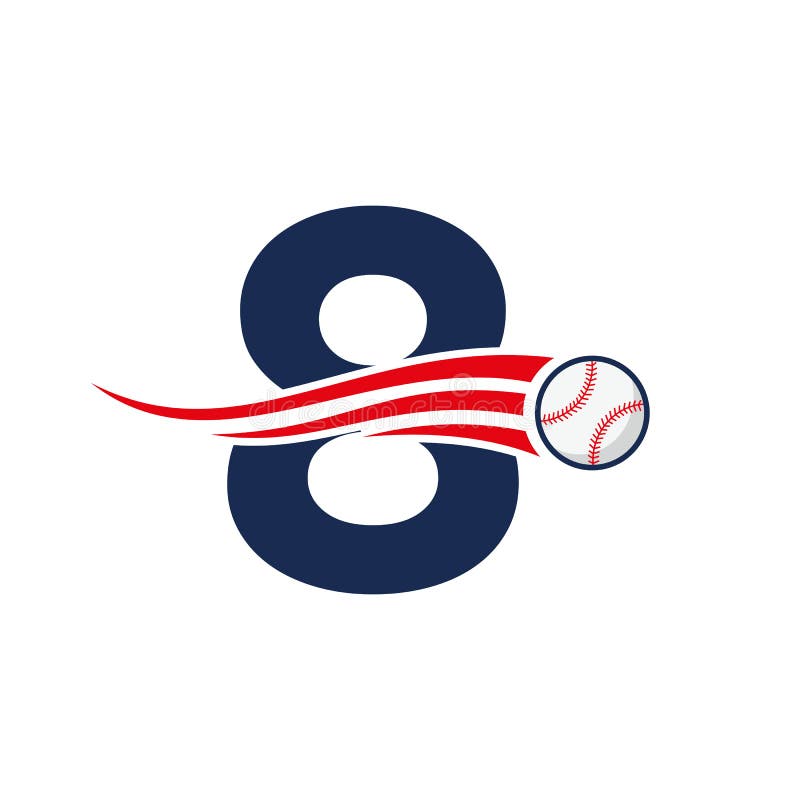 Letter 8 Baseball Logo Concept with Moving Baseball Icon Vector ...