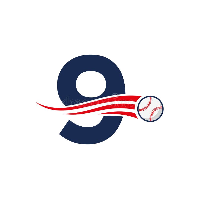 Letter 9 Baseball Logo Concept with Moving Baseball Icon Vector ...