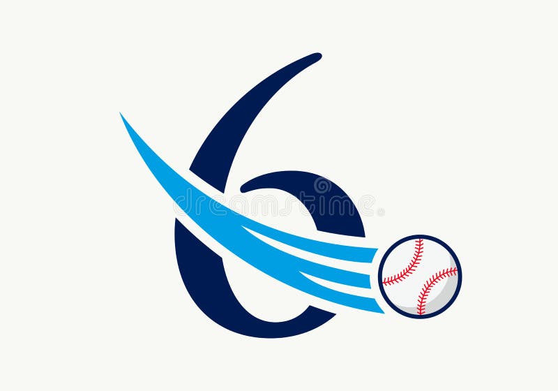 Letter 6 Baseball Logo Concept with Moving Baseball Icon Vector ...