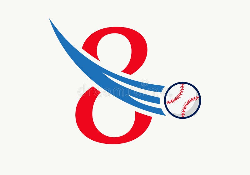 Letter 8 Baseball Logo Concept with Moving Baseball Icon Vector ...
