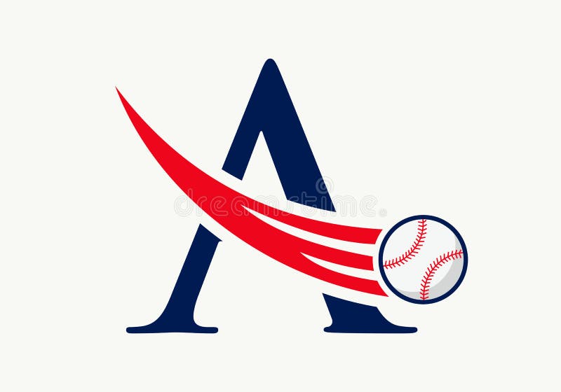 Letter a Baseball Logo Concept with Moving Baseball Icon Vector ...