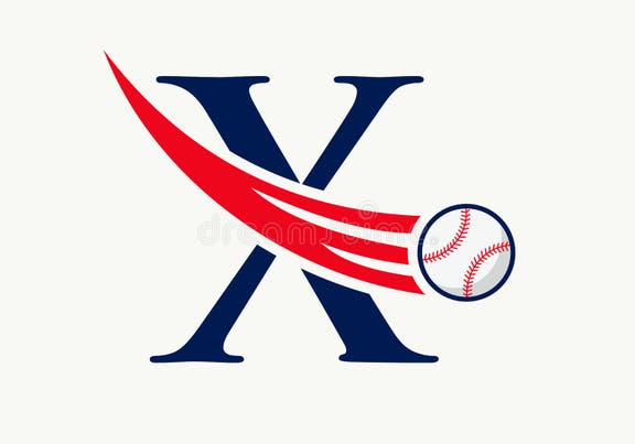 Letter X Baseball Logo Concept with Moving Baseball Icon Vector ...
