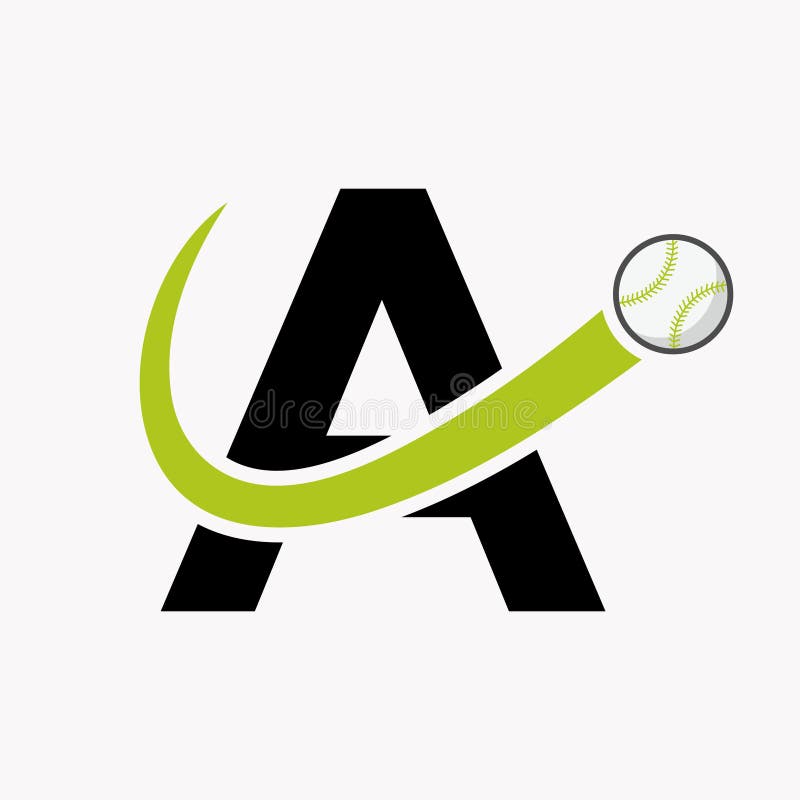 Letter a Baseball Logo Concept with Moving Baseball Icon Vector ...