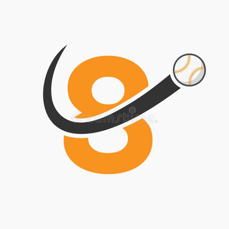 Letter 8 Baseball Logo Concept with Moving Baseball Icon Vector ...