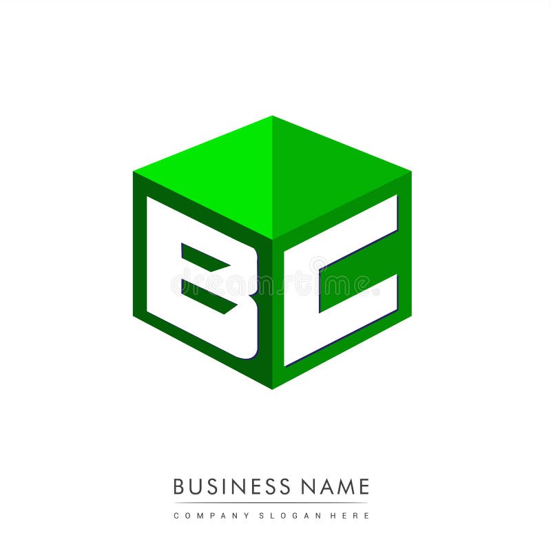 Letter BC Logo in Hexagon Shape and Green Background, Cube Logo with ...