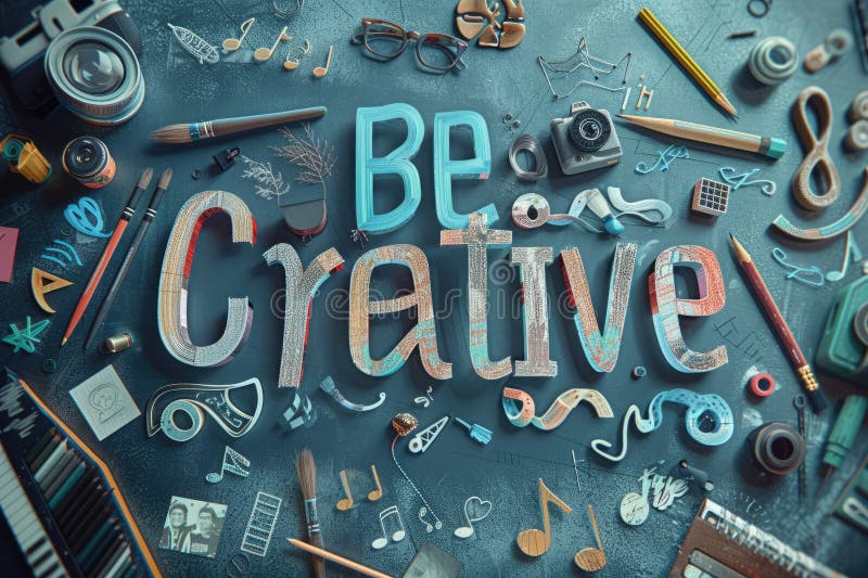 Letter of Be Creative in Variant Style with Fence and Natural Flower ...