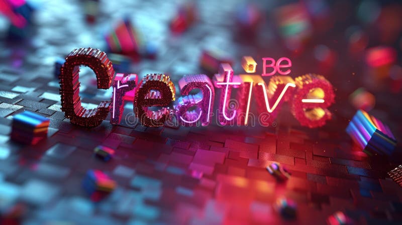 Letter of Be Creative in Variant Texture with Neon Color at Crystal ...