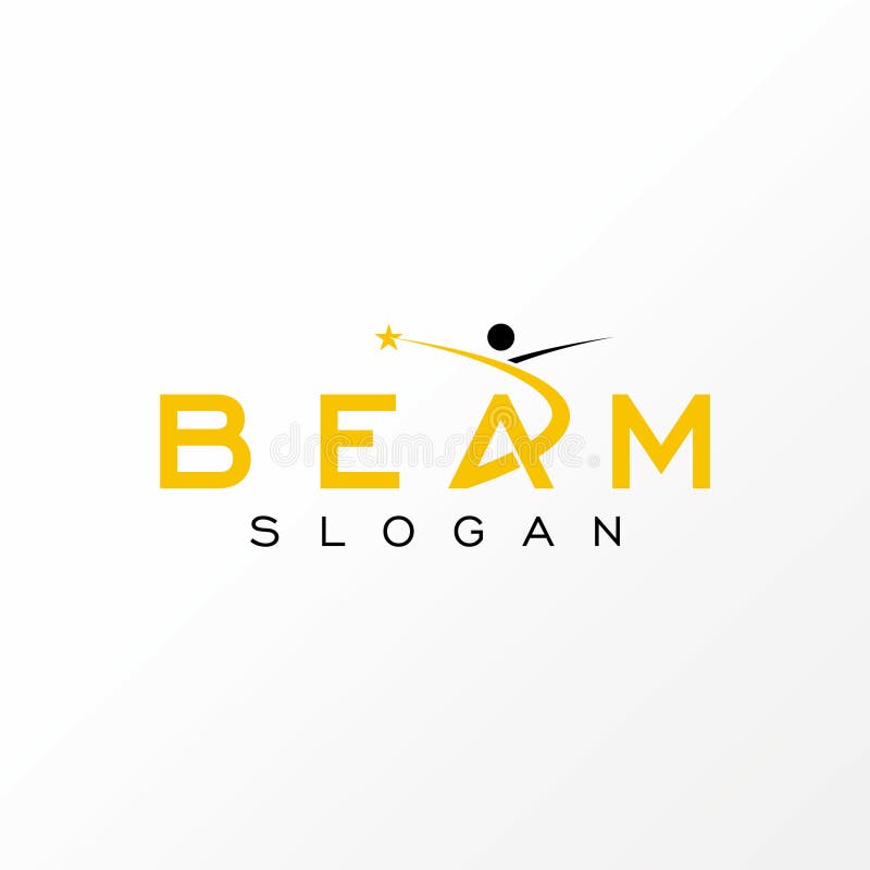 Letter BEAM Font with Happy Active Human. Related Initial Typography ...
