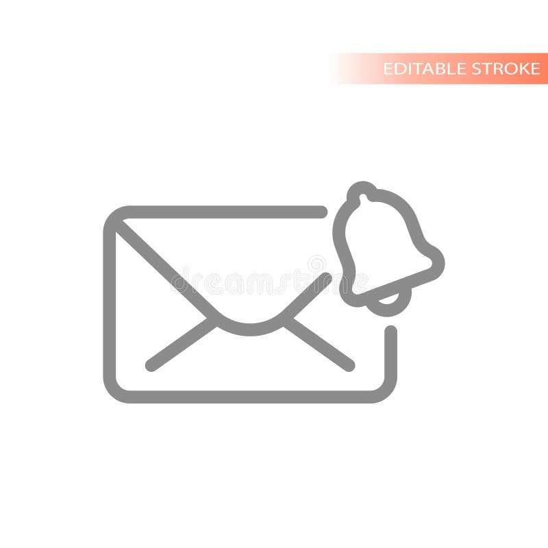 Letter with Bell Notification Line Vector Icon Stock Vector ...