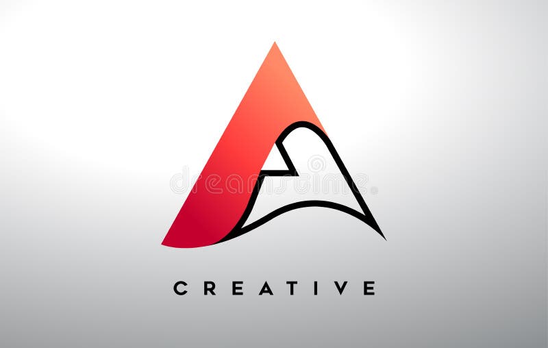 Letter a with Black Outline and Red Gradient Colors. Creative Modern ...