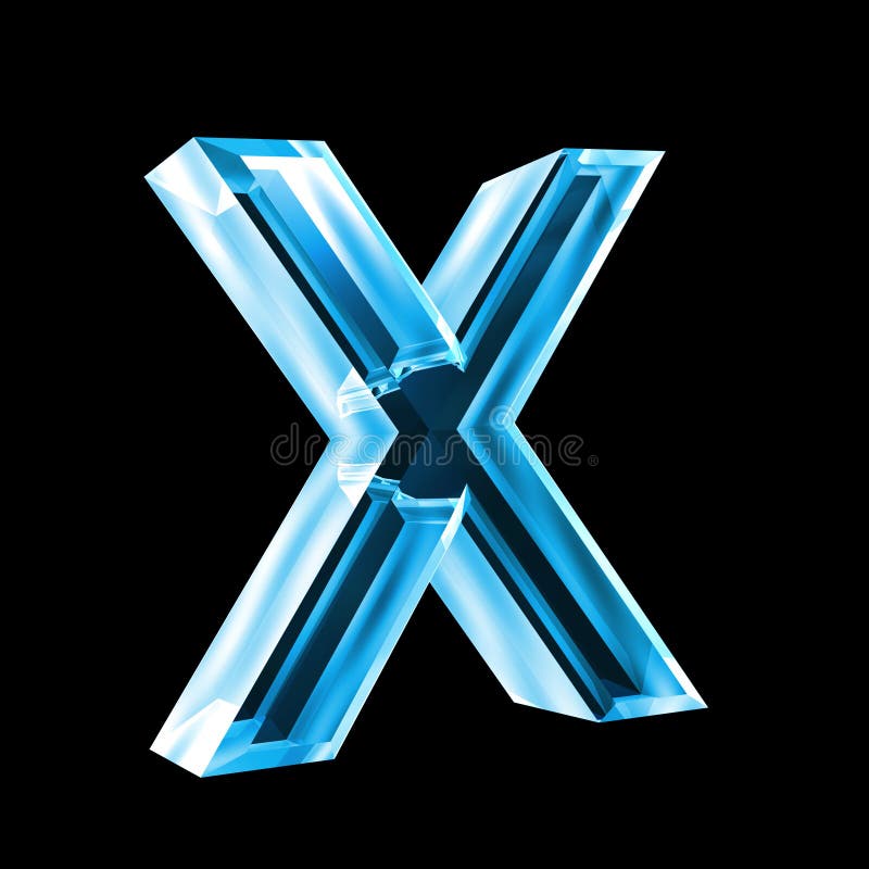 Letter X in blue glass 3D stock illustration. Illustration of latin ...