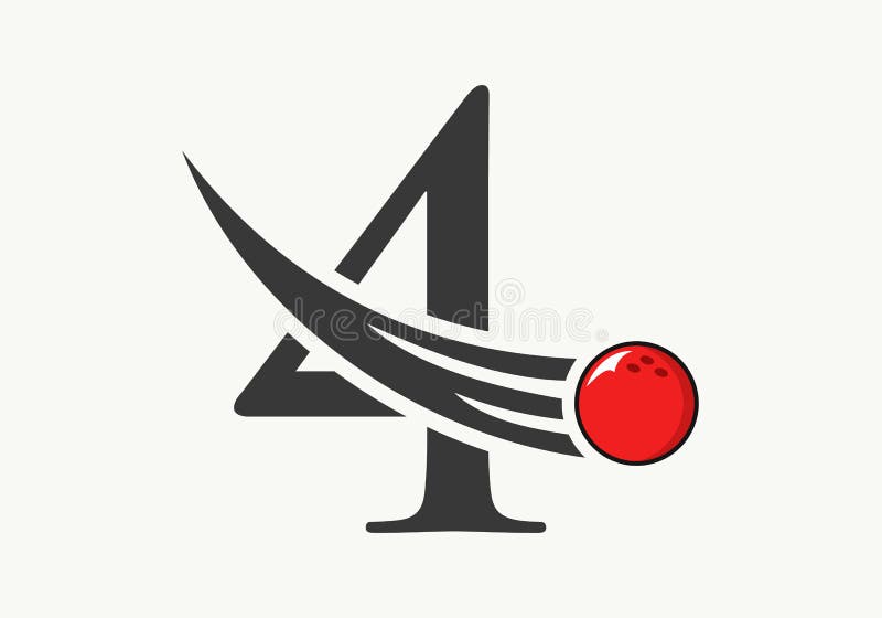 Letter 4 Bowling Logo. Bowling Ball Symbol with Moving Ball Vector ...
