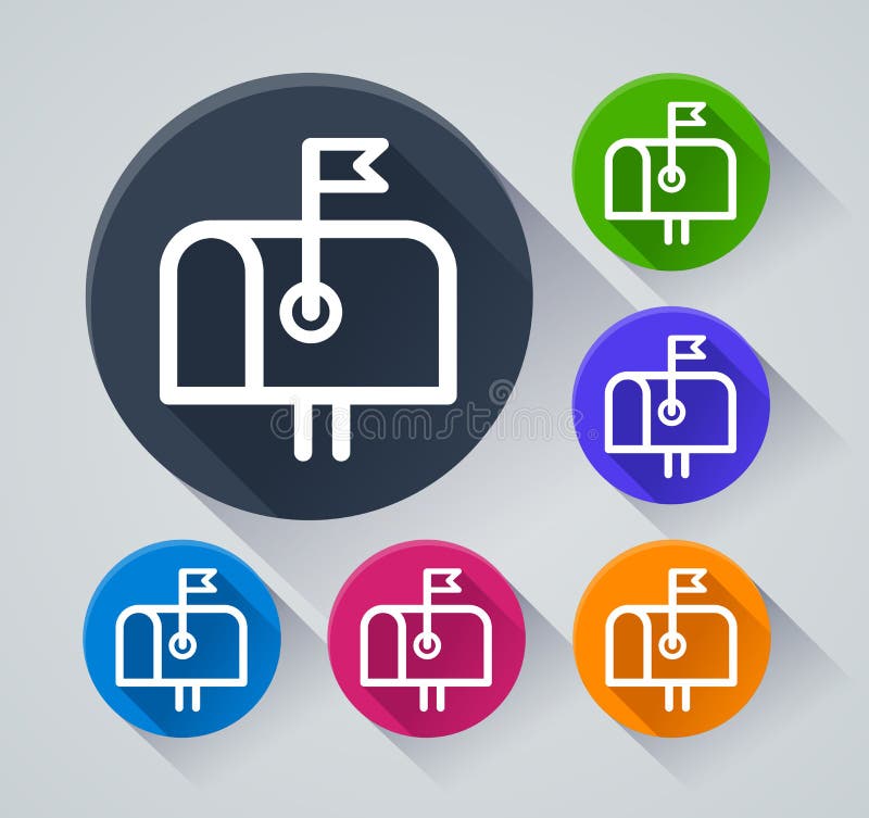 Letter Box Icons with Shadow Stock Vector - Illustration of flat ...