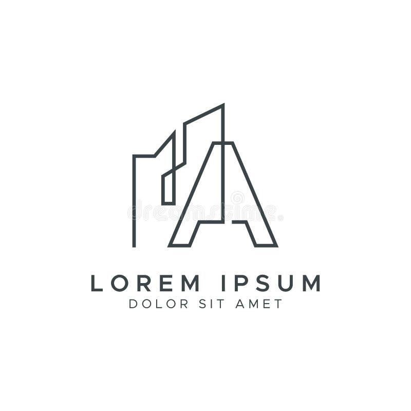 Letter a Building Line Logo Vector Design Template Stock Vector ...