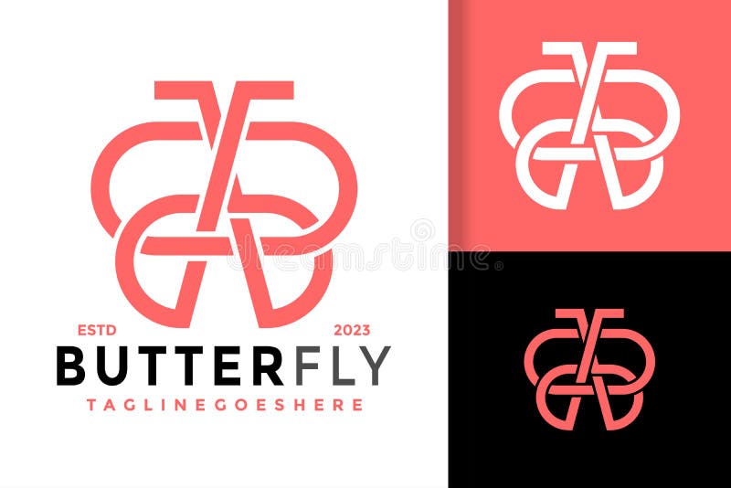Letter a Butterfly Line Logo Logos Design Element Stock Vector ...