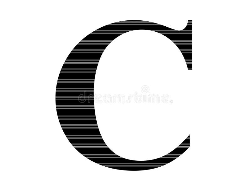 Letter C of the Alphabet Made with Black and White Stripes Stock ...