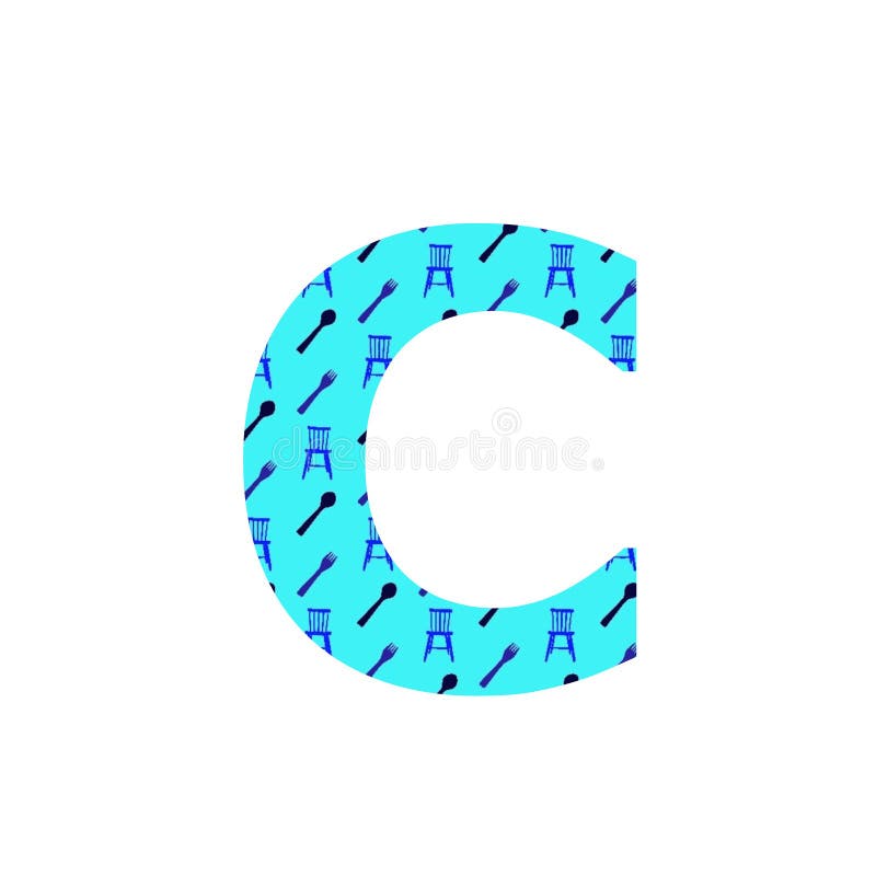 Letter C of the Alphabet Made with a Pattern of Spoons, Forks and ...