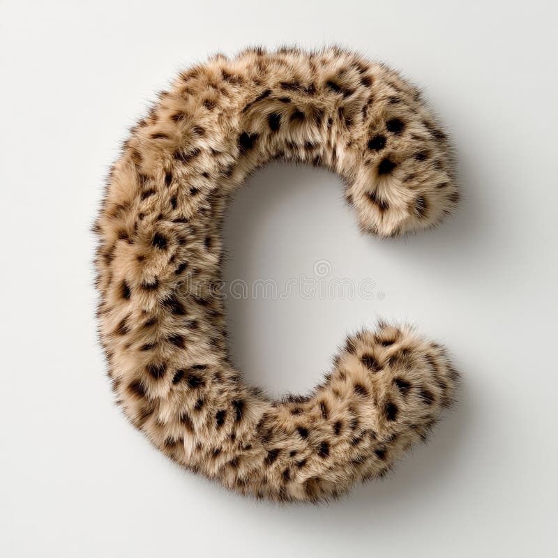 Creative Letter C Crafted from Soft Leopard Fur Set Against a Clean ...