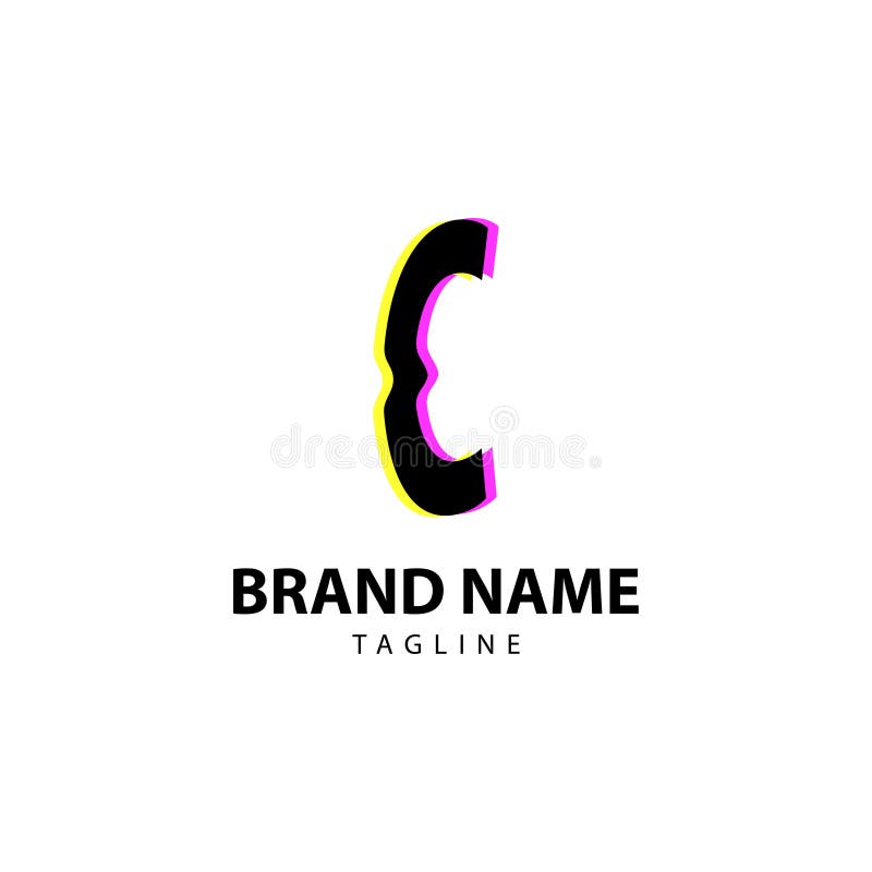 Letter C Bright Glitch for Creative Brand Stock Vector - Illustration ...