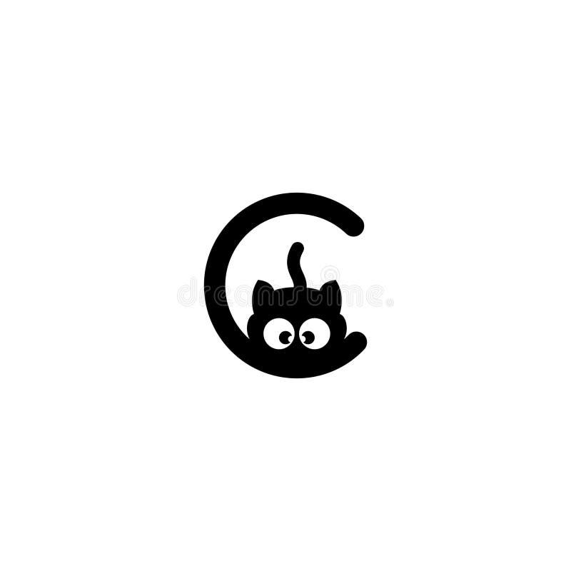 Letter C and Cat Vector Illustration for an Icon, Symbol or Logo Stock ...