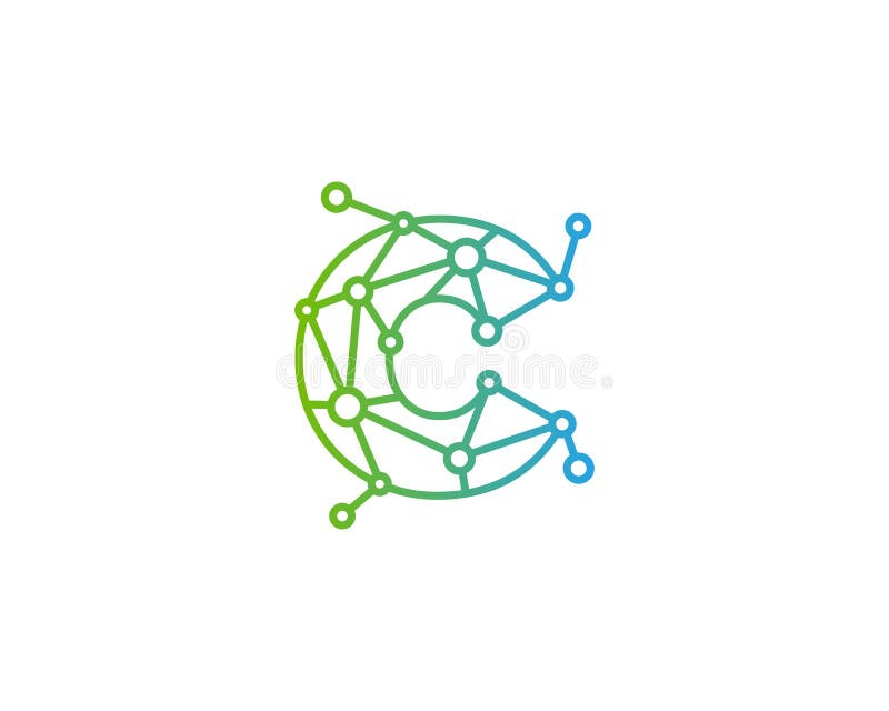 Letter C Connect Dot Network Icon Logo Design Element Stock Vector ...