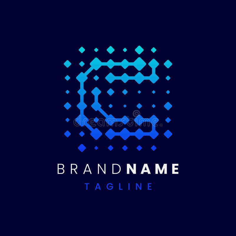 Letter C Connected Dots Technology Logo Design Stock Vector ...