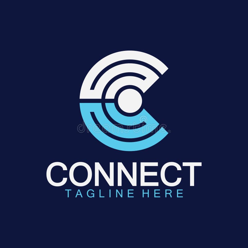 Letter C Connection Logo with Signal Design Vector Illustration Stock ...