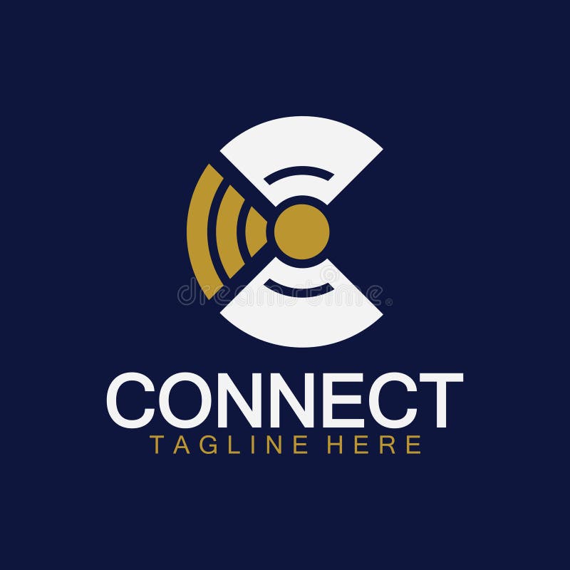 Letter C Connection Logo with Signal Design Vector Illustration Stock ...