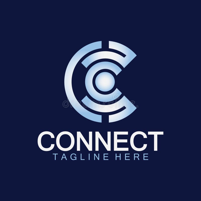 Letter C Connection Logo with Signal Design Vector Illustration Stock ...