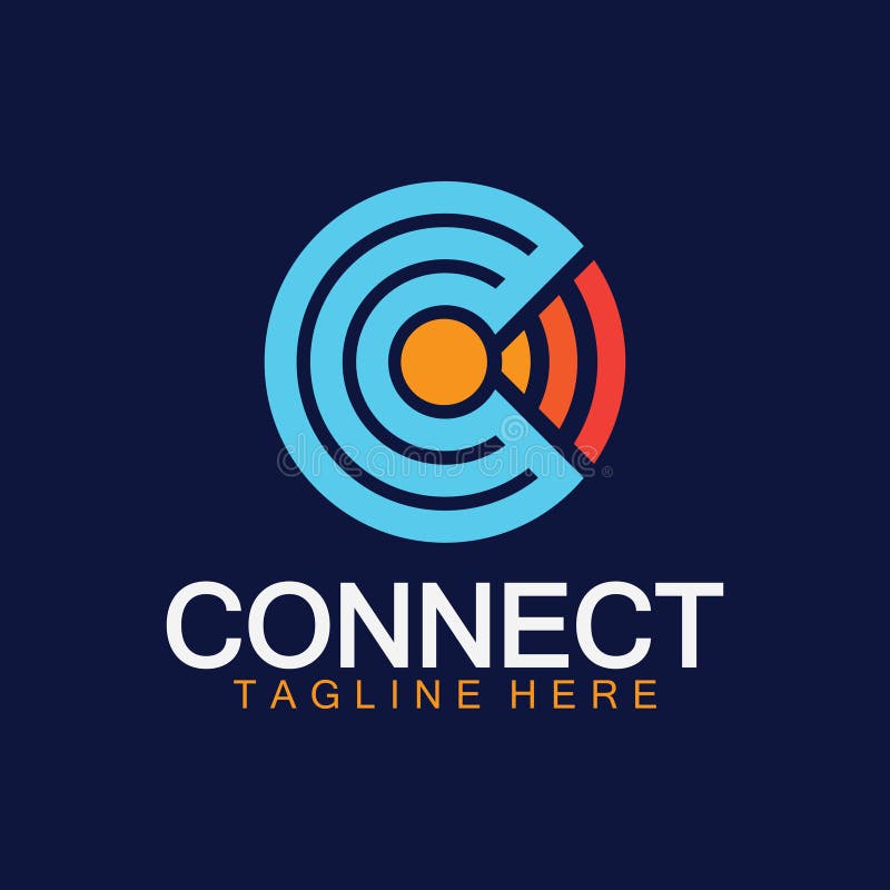 Letter C Connection Logo with Signal Design Vector Illustration Stock ...