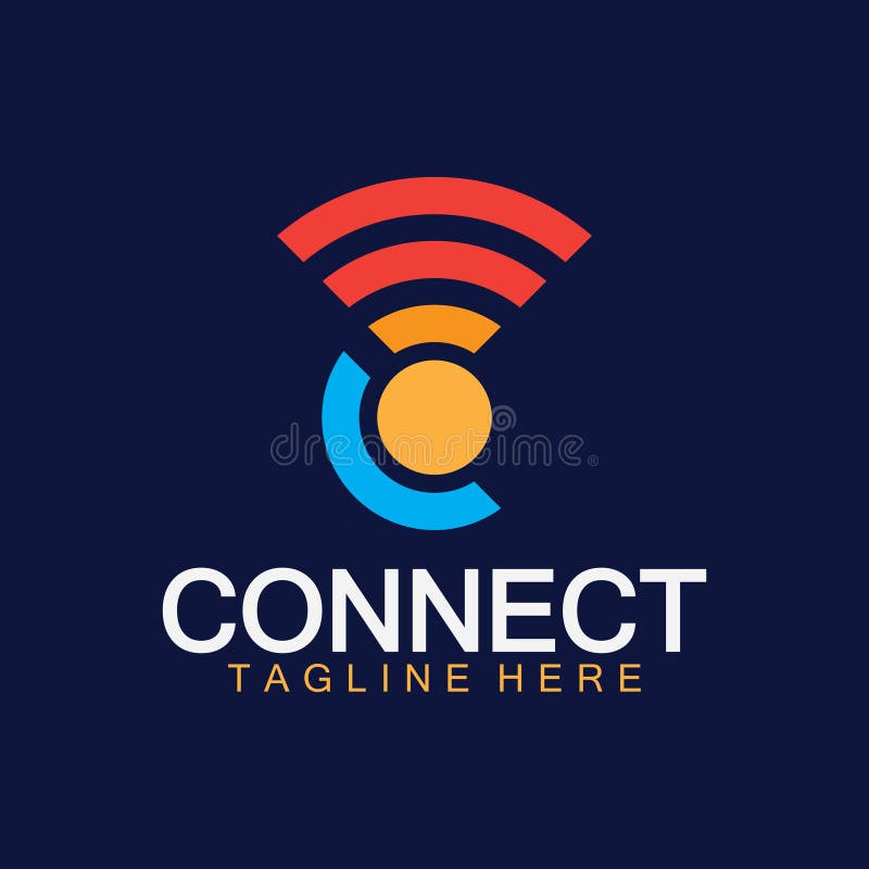Letter C Connection Logo with Signal Design Vector Illustration Stock ...