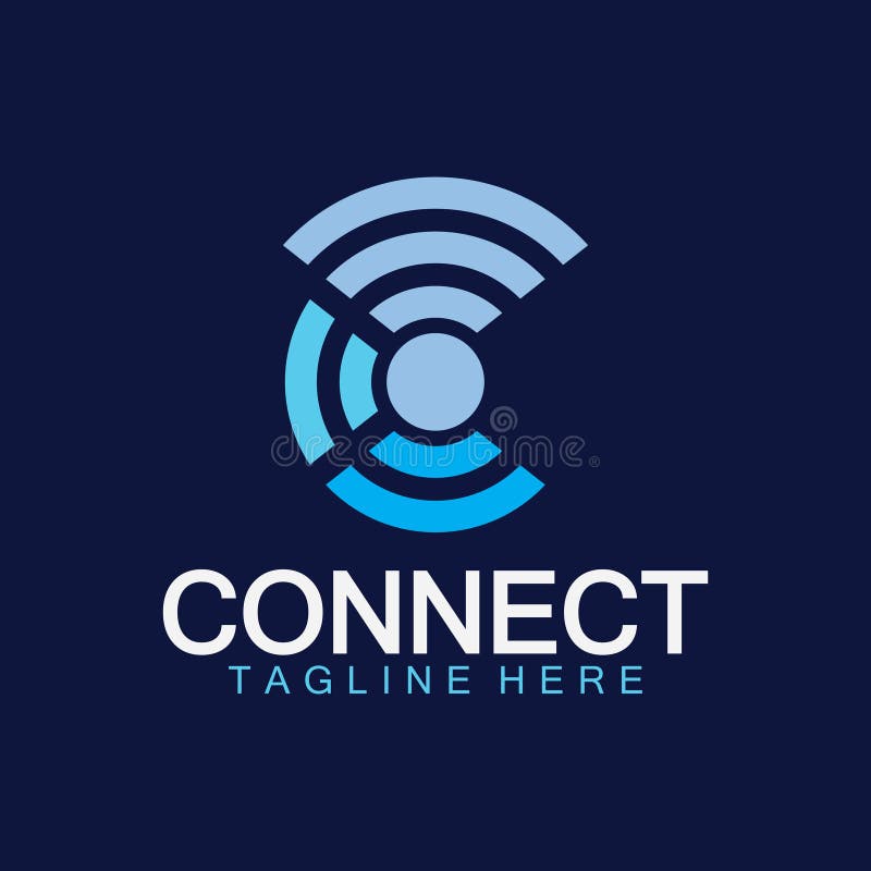 Letter C Connection Logo with Signal Design Vector Illustration Stock ...
