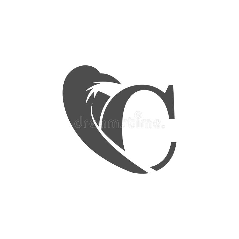 Letter C and Crow Combination Icon Logo Design Stock Vector ...