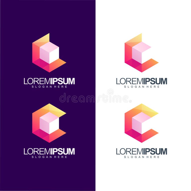 Letter C Cube Logo Design Vector Illustration Stock Illustration ...