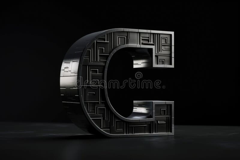 Letter C, 3d Block Letters Style, on Black Background Stock ...