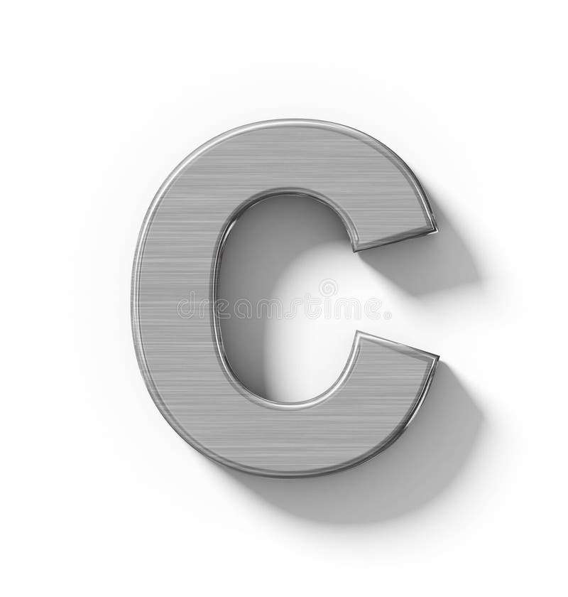 Letter C 3D Metal Isolated on White with Shadow - Orthogonal Pro Stock ...